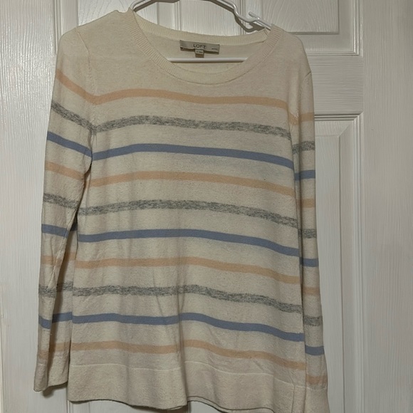 LOFT | Sweaters | Loft Pastel Striped Lightweight Sweater Size Lplarge ...